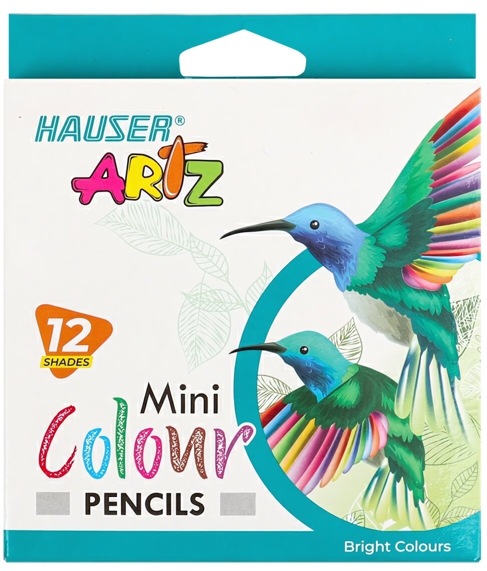 Карандаши цветные Darvish "Hauser ARTZ" 12 цветов, мини, дерево, яркие насыщенные оттенки, 9х10.5х1см