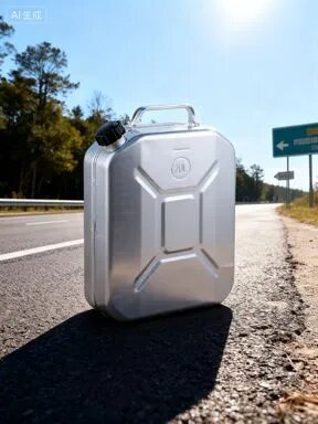 Металлическая канистра для ГСМ 20 л, серебристая, алюминий, 1 шт, для горюче-смазочных материалов, 35x15x49 см