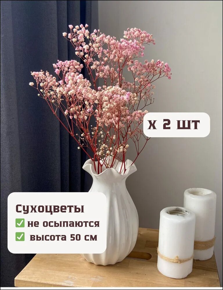 Стабилизированные цветы Гипсофила, 55 см, 20 гр, 2 шт