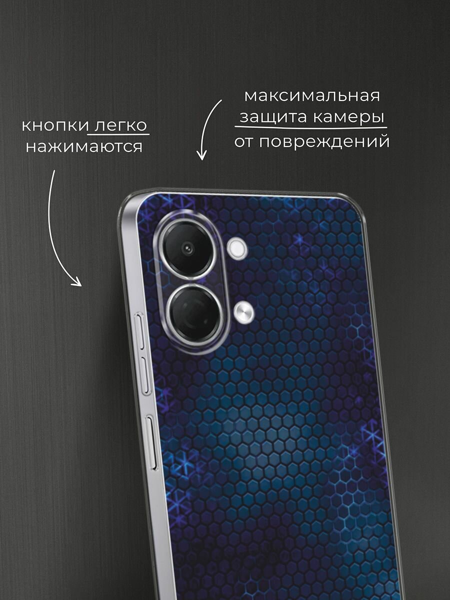 Чехол на Tecno Spark Go 3 / Текно Спарк Го 3 с принтом Фон соты синие — фото 1