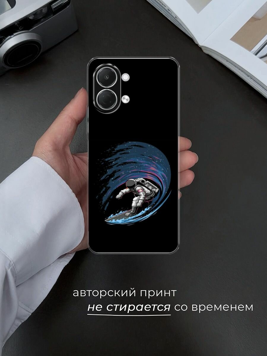Чехол на Tecno Spark Go 3 / Текно Спарк Го 3 с принтом Космонавт на серфе — фото 1