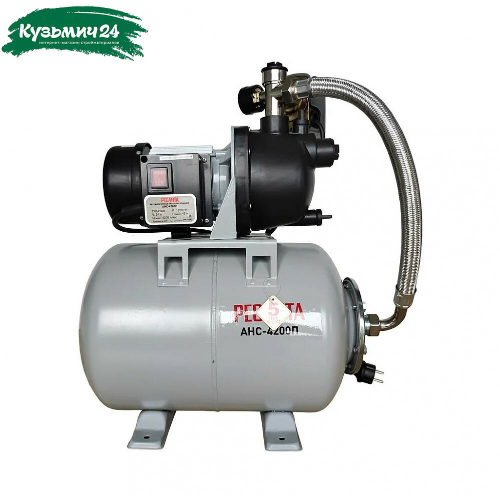 Станция насосная Ресанта АНС-4200П, 77/1/4, для чистой воды, 1200 Вт, напор 42 м, 70 л/мин, автономная