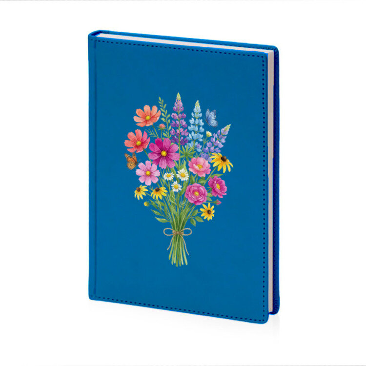 Ежедневник «Акварельный букет» (синий)