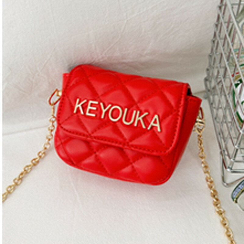 Детская милая сумка через плечо из искусственной кожи с цепочкой для детского сада красный