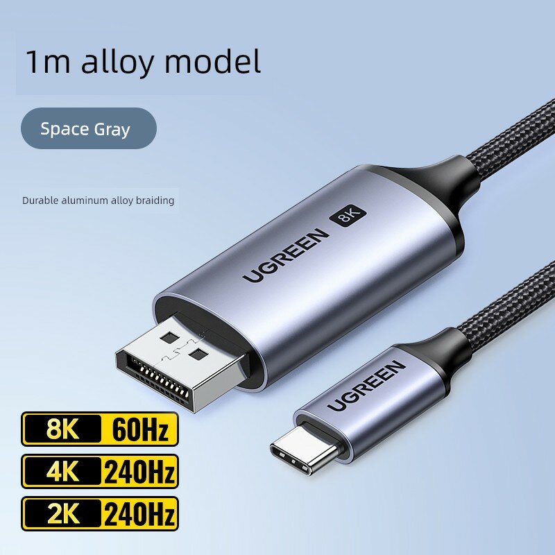 Кабель UGREEN USB-C на DisplayPort 1.4 (8K) DP1.4[Модель с оплеткой из сплава 8K/60Hz]- 1m лет_1m