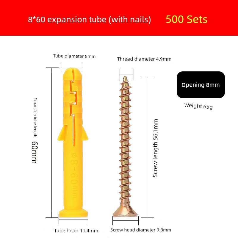 Набор саморезов-гвоздей с пластиковыми распорками (гвозди-распорки) для крепления, 6/8/10 мм, стандарт ГОСТ