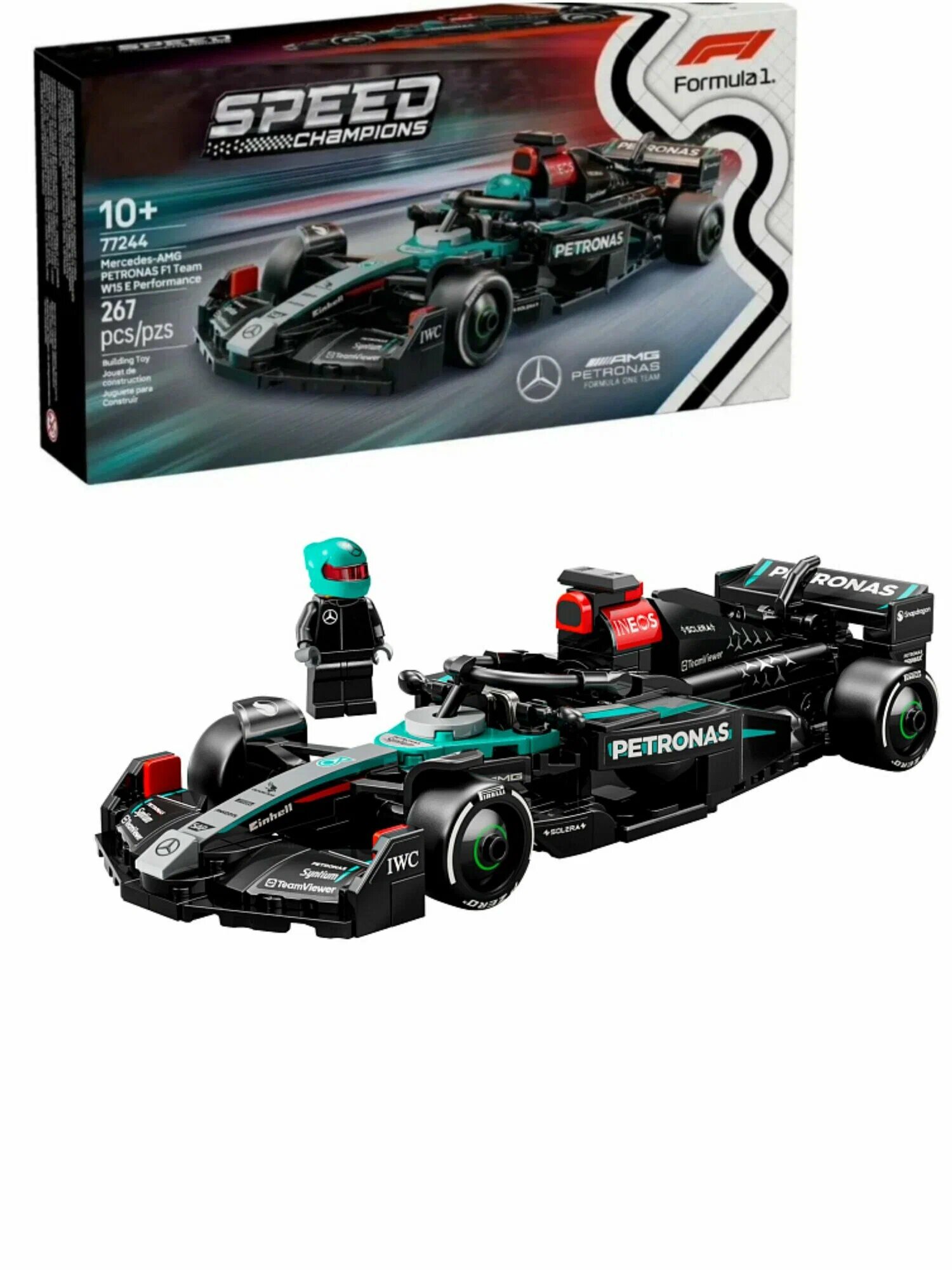 Конструктор "Гоночный автомобиль Mercedes AMG F1" Speed Champions, от 10 лет, 267 деталей