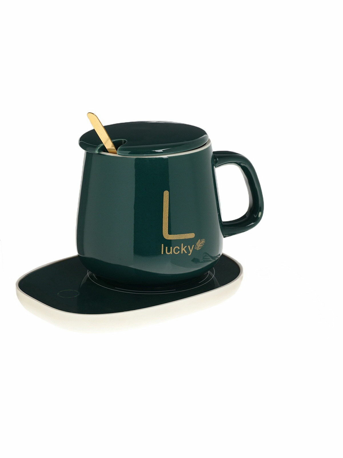 Кружка с подогревом LSK-1501, подставка, от сети, зелёная, дополнительный аксессуар: крышка