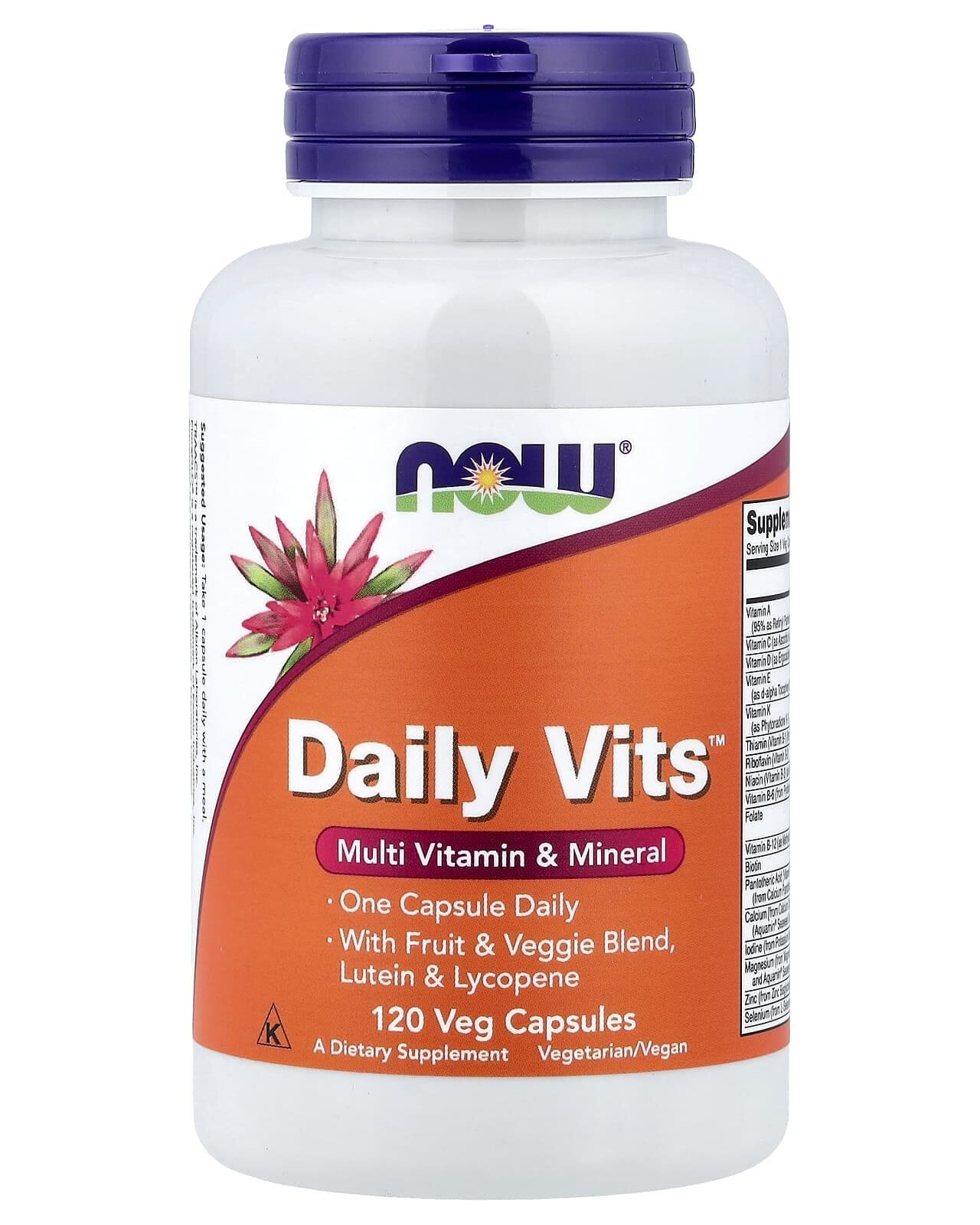 NOW Foods Daily Vits, Дейли Витс мультивитамины и минералы 120 вегетарианских капсул