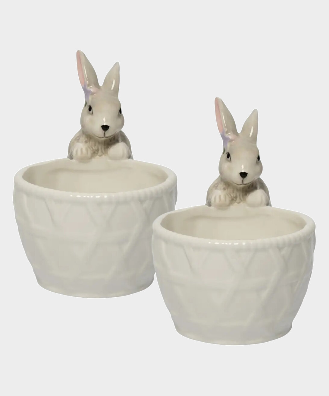 Набор 2 конфетницы, 12✕16 см, керамика, молочно-серая, Кролик с корзинкой, Brown Rabbit (Anna Lafarg)