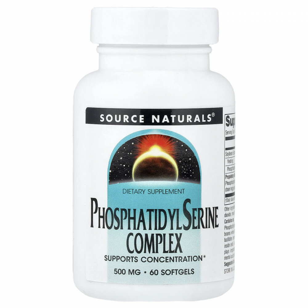 Source Naturals, комплекс с фосфатидилсерином, 500 мг, 60 капсул