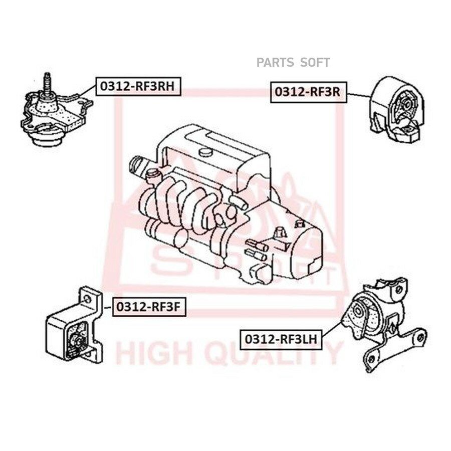 ASVA 0312-RF3LH подушка двигателя левая