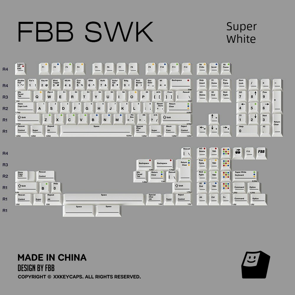 FBB SWK Супербелый PBT 1.7мм Накладка Клавиши для Магнитной Оси Механической Клавиатуры