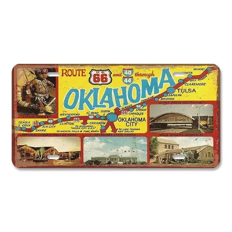 Металлический знак Route 66 Oklahoma, прозрачный