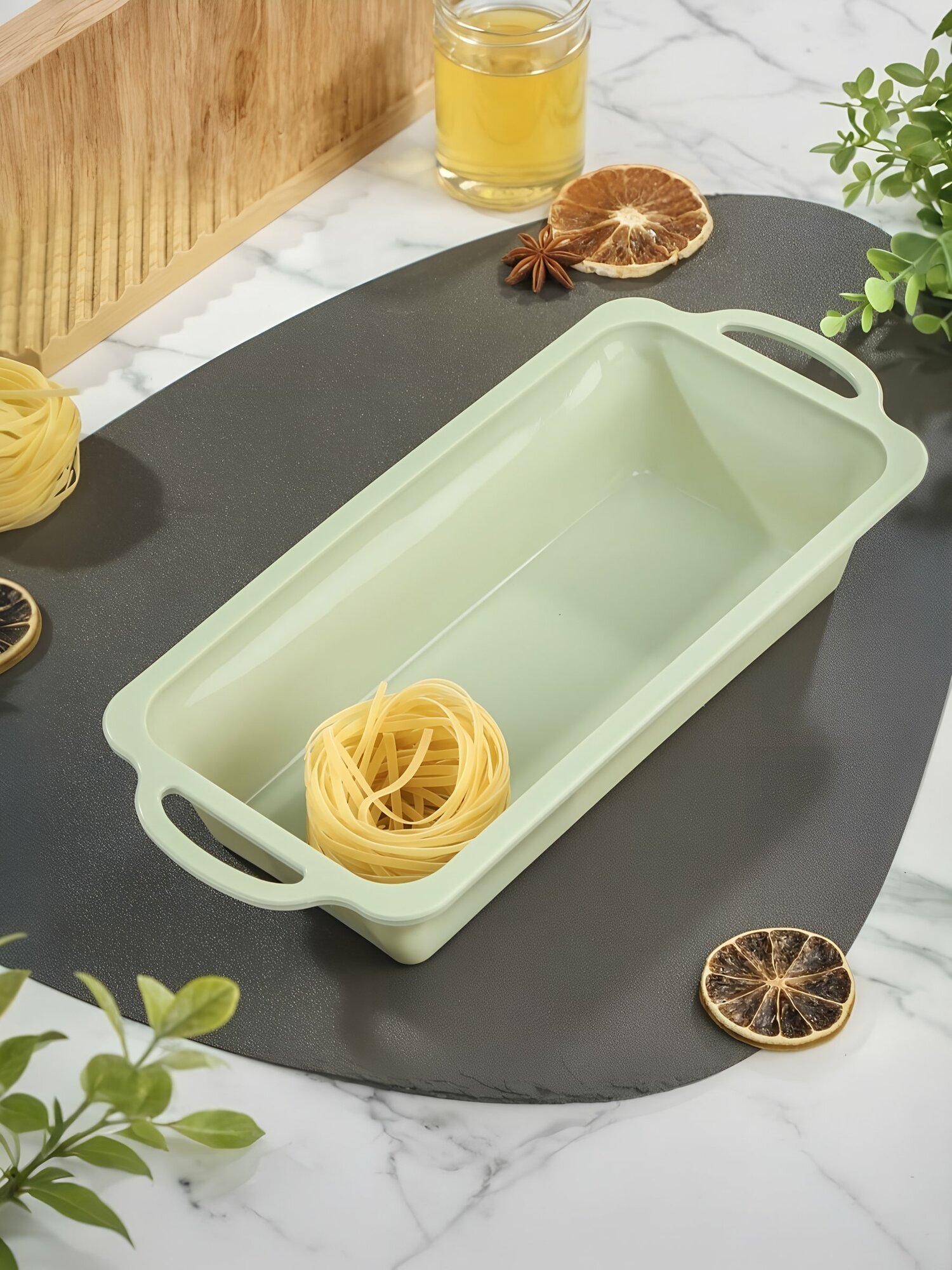 Форма для запекания силикон, 31.5х14.6 см, прямоугольная, с металлическим каркасом, фисташковая, Daniks, Dust, B030101