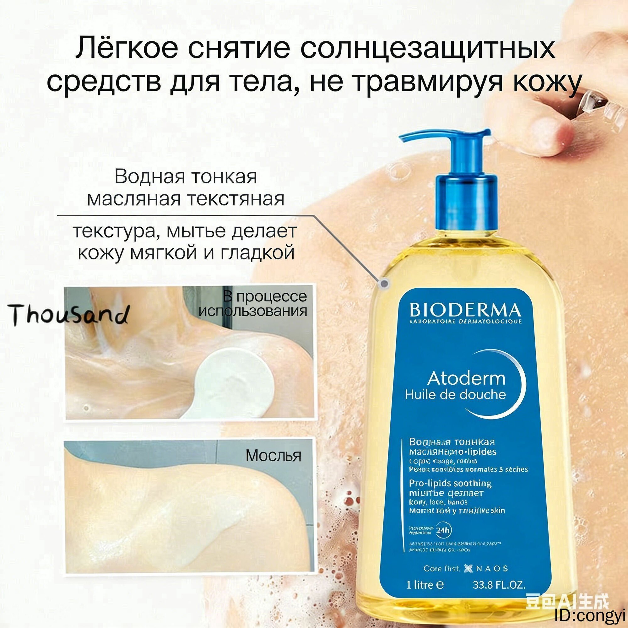 Средство для душа, масло, 1000 мл