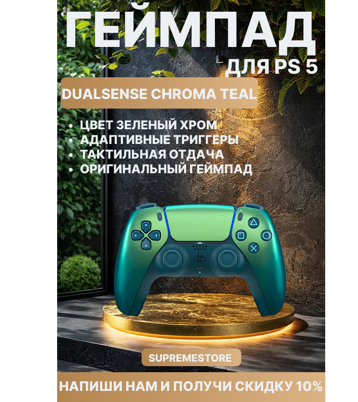 Геймпад Sony Playstation 5 DualSense Бирюзовый хром (Chroma Teal)