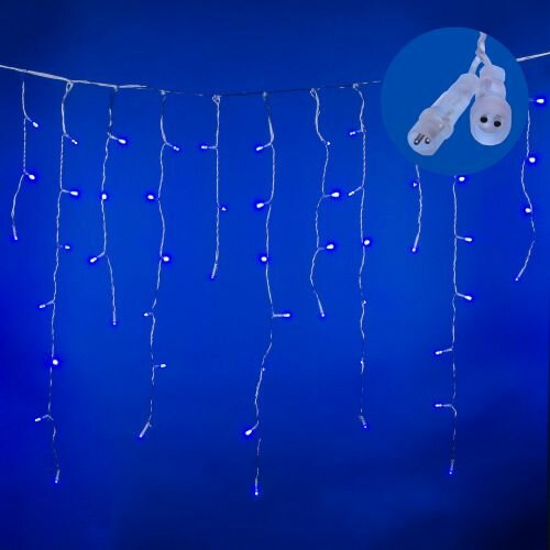 Бахрома светодиодная с эффектом мерцания Uniel ULD-B2007-100-TTK BLUE IP44 2м. Соединяемая. 100 светодиодов. Синий свет. Провод прозрачный, UL-00007207