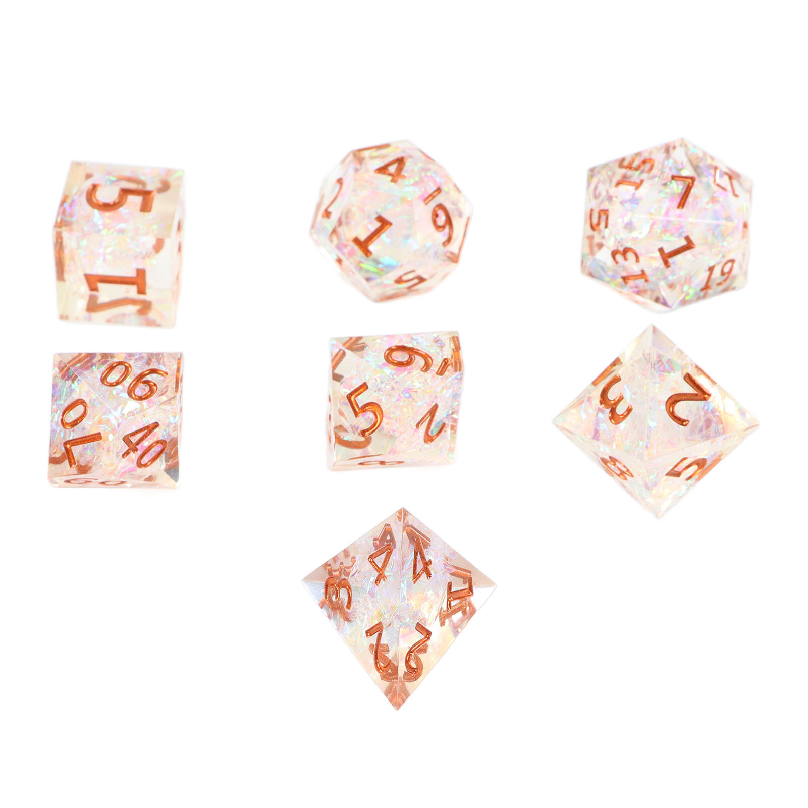 7 шт. Прозрачные полиэдральные игральные кости ручной работы из эпоксидной смолы для настольных игр