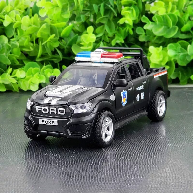 Модель полицейской машины Ford F-150 Raptor черного цвета 1:32 шкала алюминиевая коллекционная