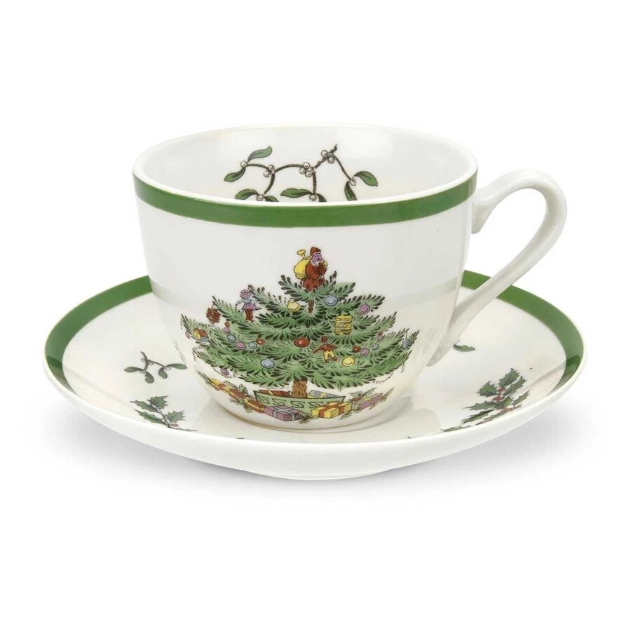 Чашка чайная с блюдцем Spode Рождественская ель 200 мл, фаянс