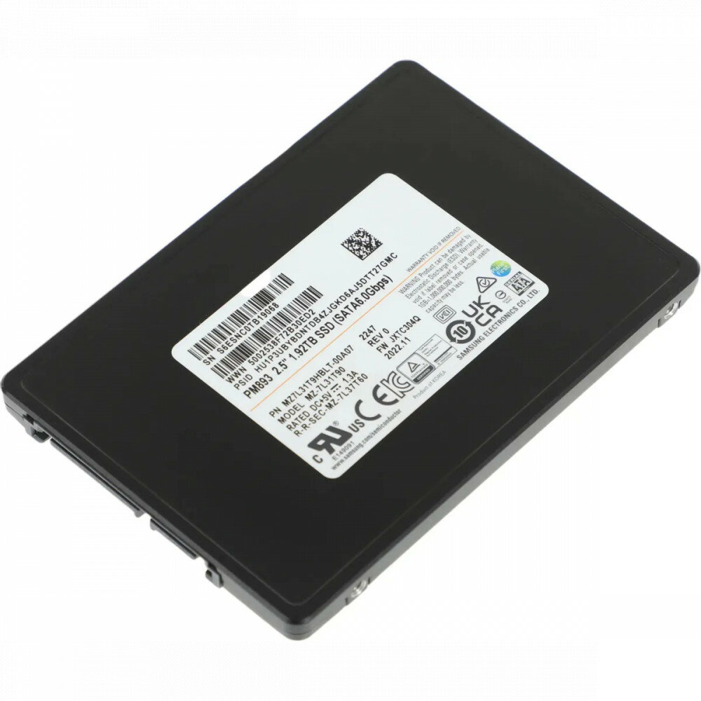 SSD диск SATA Samsung PM893 1.92TB / MZ-7L31T90 / MZ7L31T9HBLT-00A07 / 550/520Mbs OEM