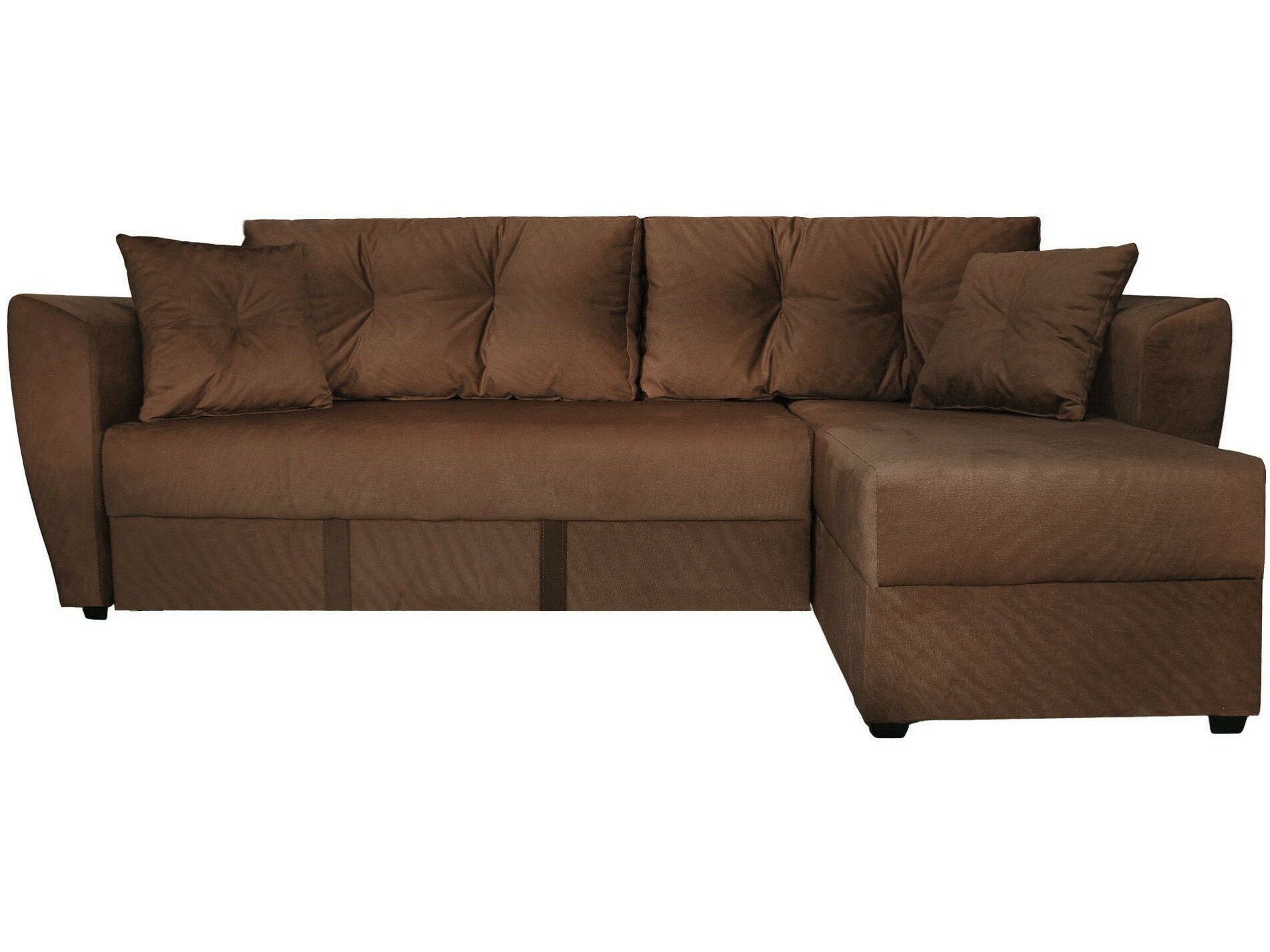 Угловой диван-еврокнижка, сп. м. 150х200, велюр коричневый