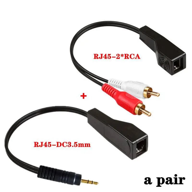 Переходник RJ45-2RCA и RJ45-DC3.5мм, пара