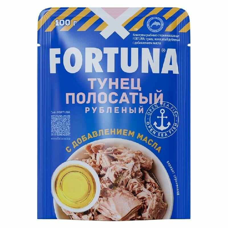 Тунец FORTUNA рубленый с маслом /пауч/ 100г