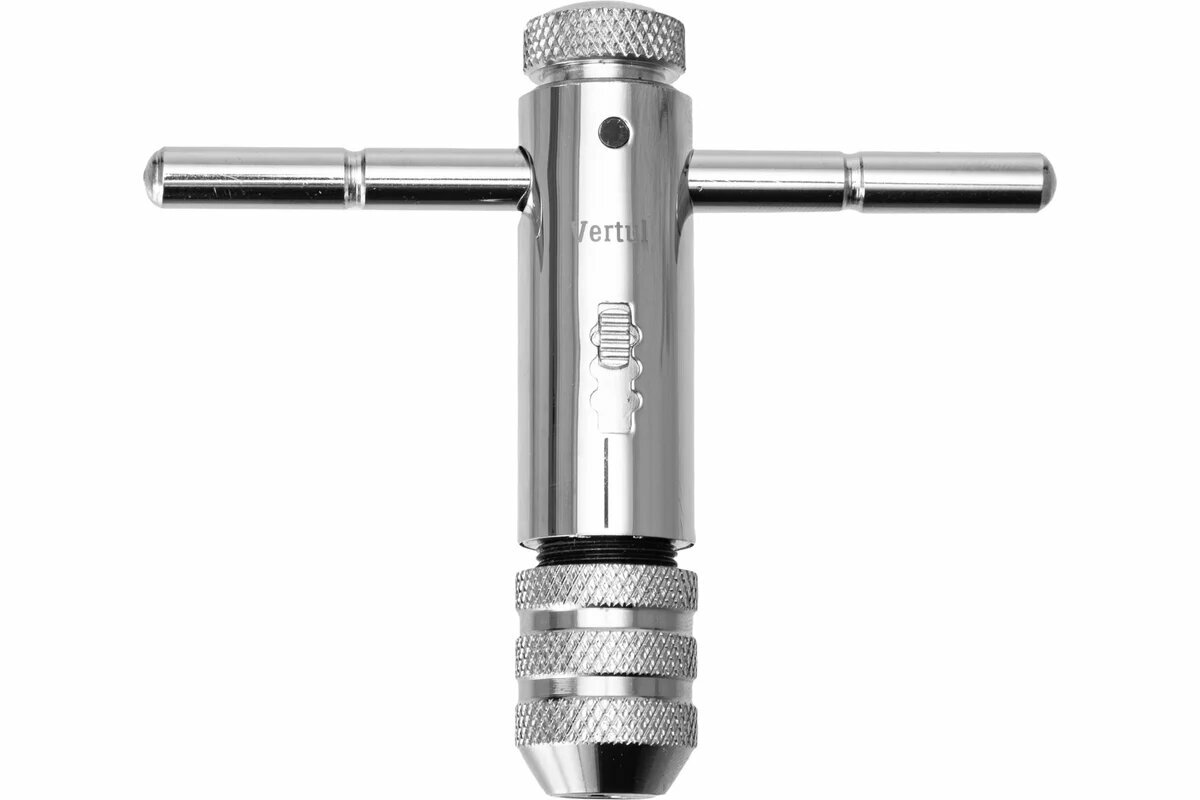 Метчикодержатель трещоточный VERTUL M3‑M8 с реверсивным механизмом и съемной рукояткой