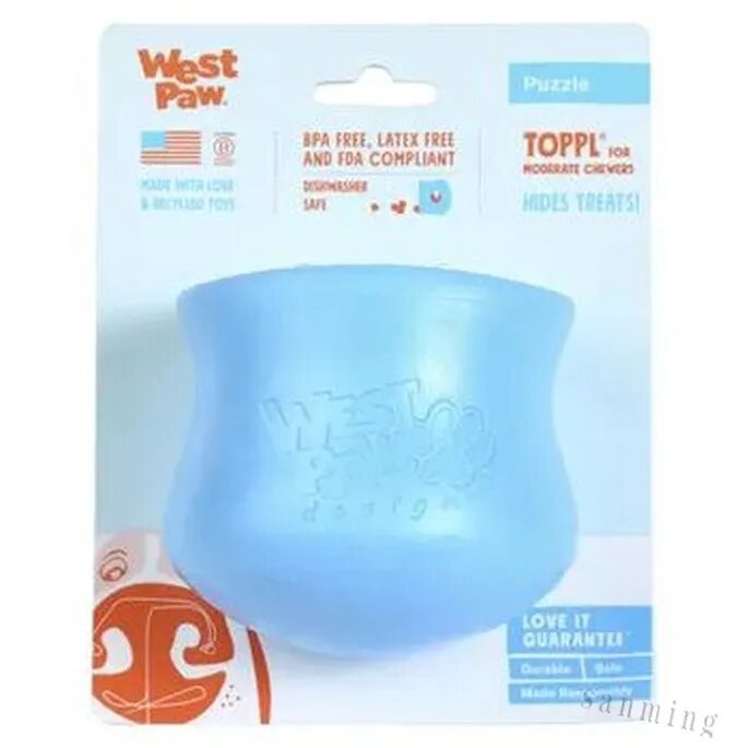 Интерактивная игрушка для собак West Paw Zogoflex Toppl, Синяя, 10 см - Прочная и безопасная