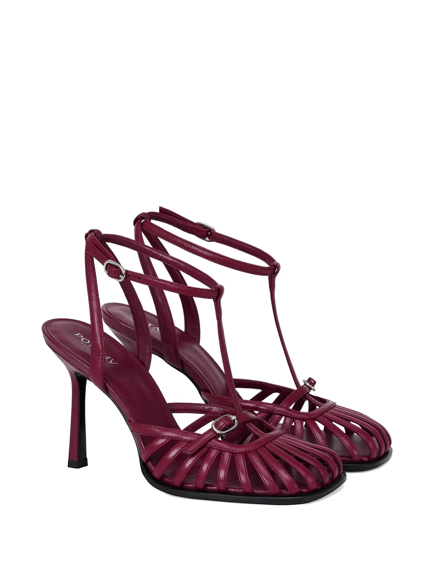 Туфли POTAMY T-strap caged leather pumps, размер 35, розовый — фото 1