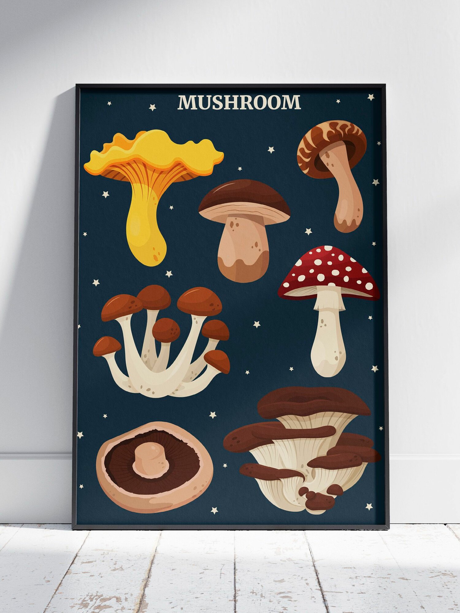 Плакат на стену для интерьера Грибы (Mushroom 11) - Постер по микологии формата A4 (21x30 см)