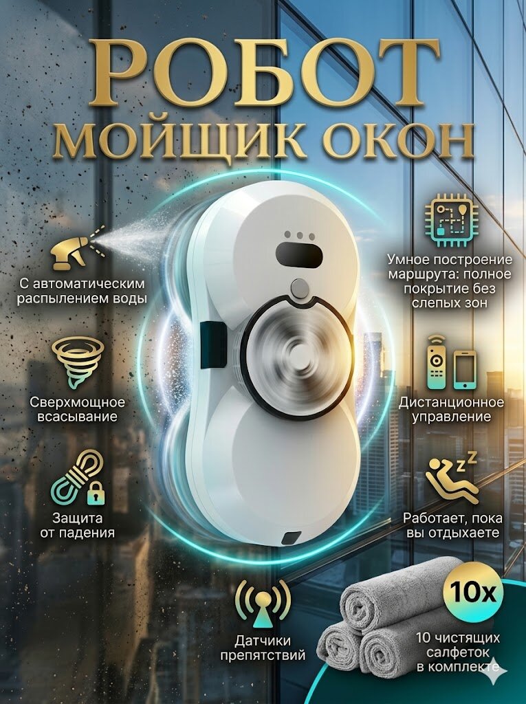 Робот мойщик окон с распылением; Робот мойщик окон мощный, стеклоочиститель для окон и стекол техника для дома я