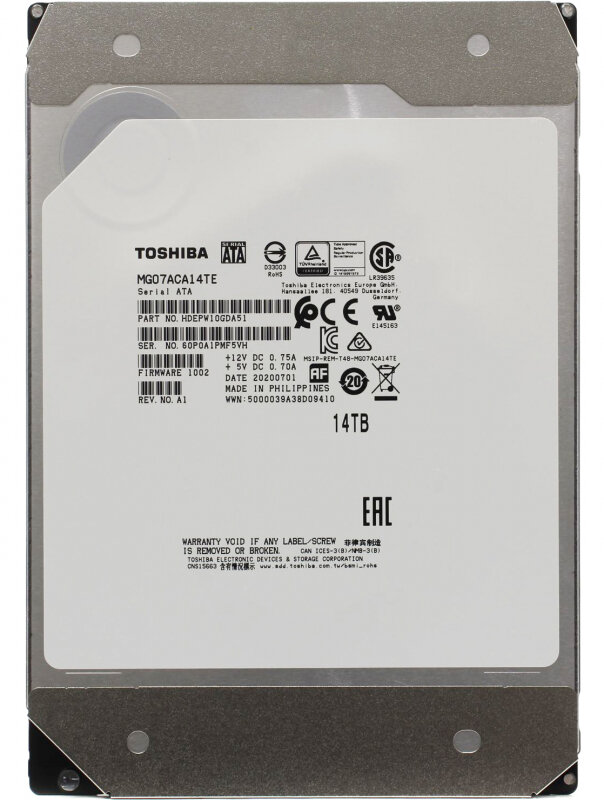 Жесткий диск Toshiba HDEPW10GUA51 14Tb 7200 SATAIII 3,5" HDD