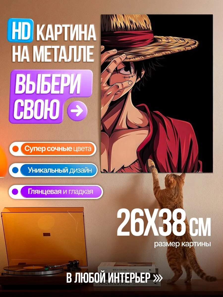 Картина на HD металле Манки Д. Луффи в шляпе