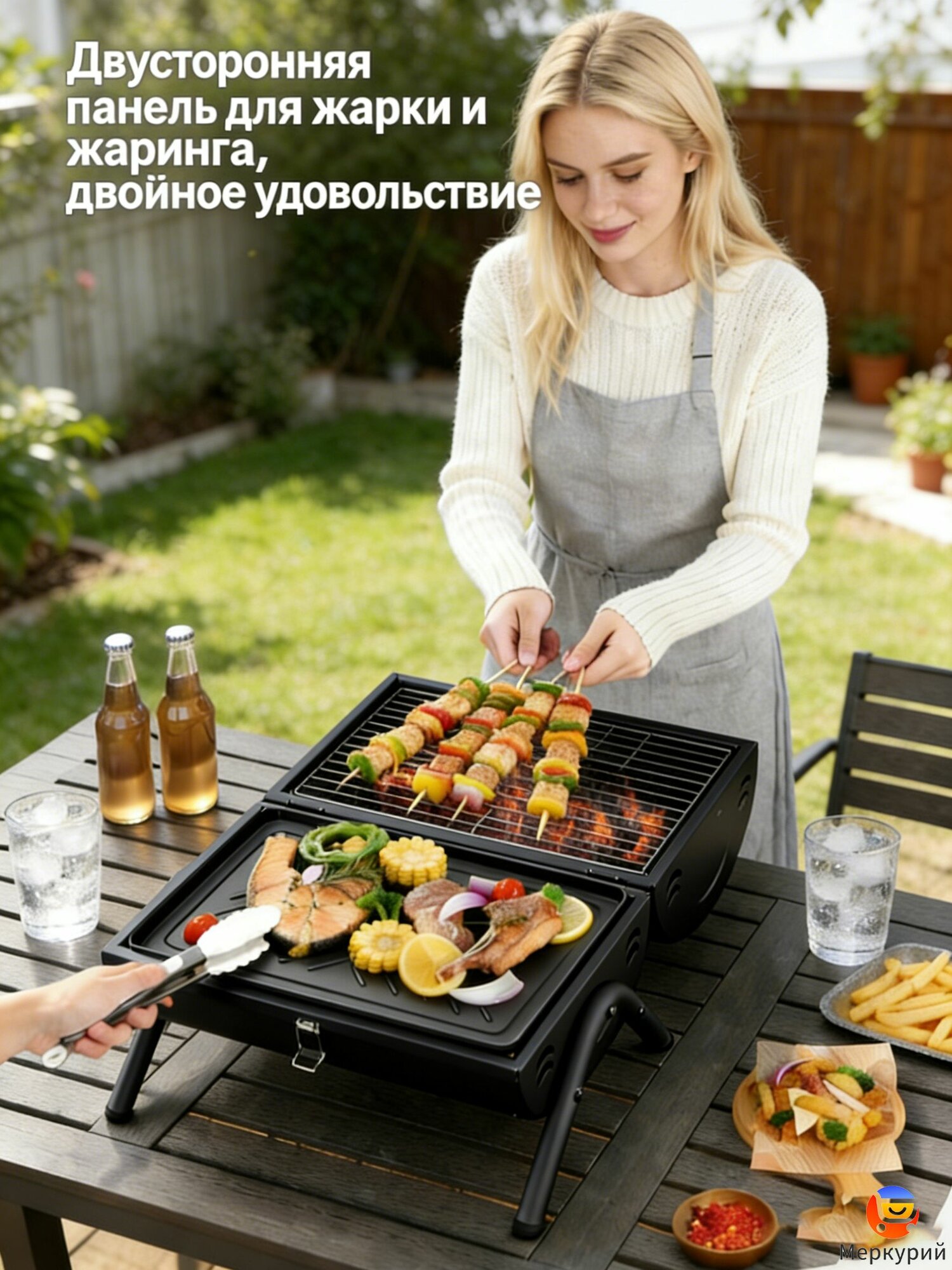 Портативный складной мангал для кемпинга, небольшой гриль с дымоходом, угольная жаровня для пикника и отдыха на природе
