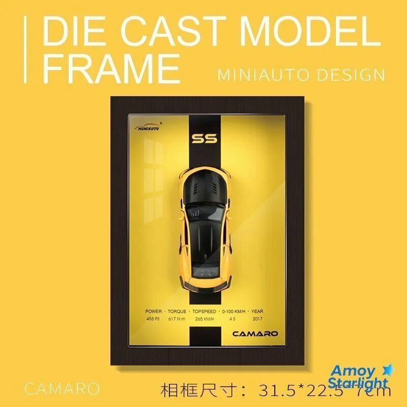 Chevrolet Camaro Литая 3D модель автомобиля в рамке, 3D картина на стену, сувенирная металлическая модель, масштабная картина