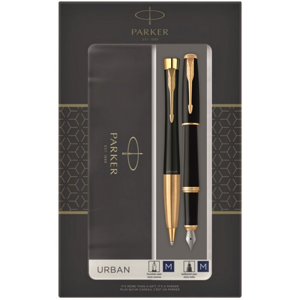 Parker 2093381 Набор: шариковая + перьевая ручки parker urban core fk200, muted black gt (перо m)