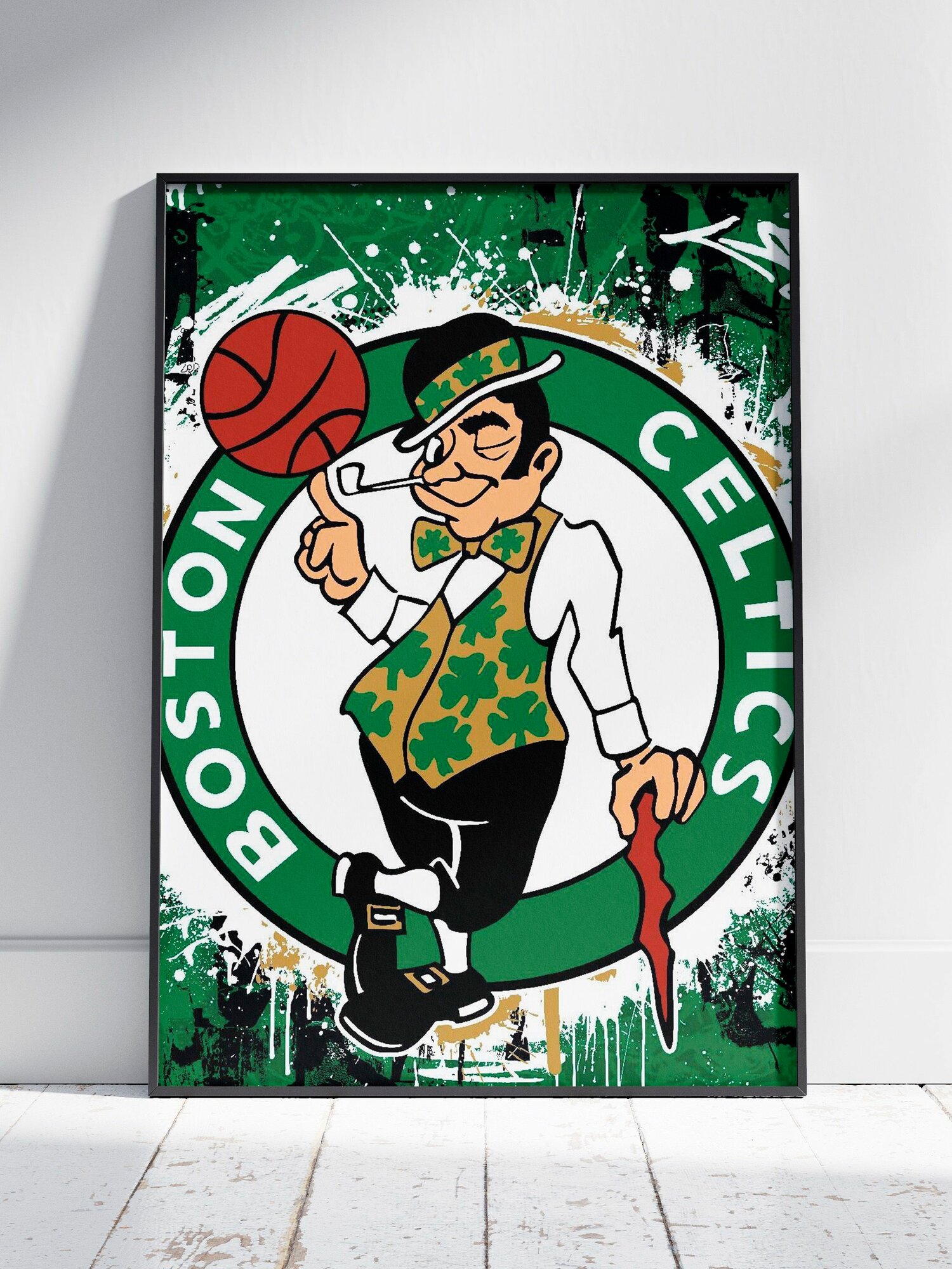 Плакат на стену для интерьера Команды Баскетбол (Бостон Селтикс - Boston Celtics 3) - Постер по спорту и физической активности формата A4 (21x30 см)