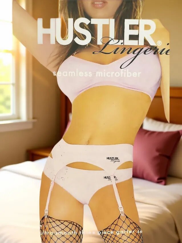 Набор"Топ , пояс для чулок и однотонные стринги" из микрофибры Hustler Lingerie M/L, розовый