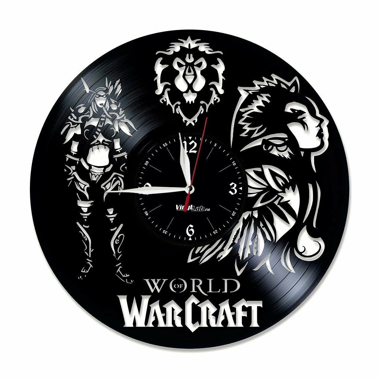 Часы из виниловой пластинки (c) VinylLab Warcraft, диаметр 30 см