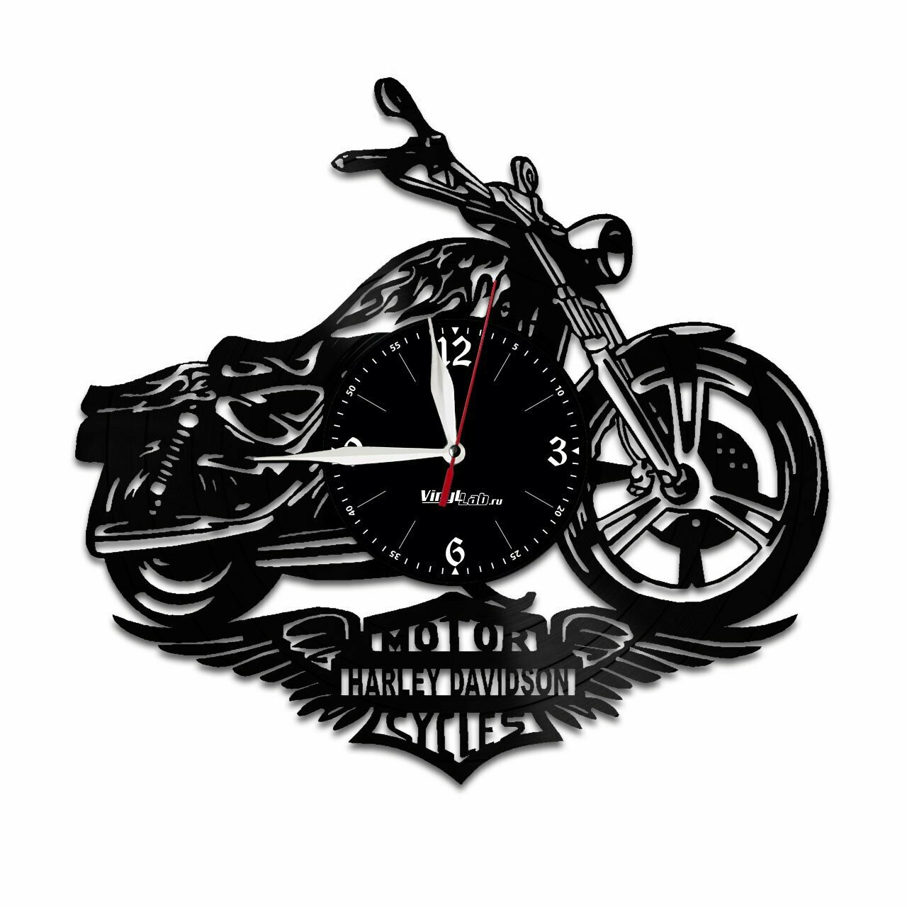 Часы из виниловой пластинки (c) VinylLab Harley-Davidson, диаметр 30 см
