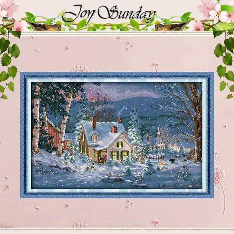 Набор для вышивки крестиком Joy Sunday "Снежная ночь", 16CT canvas