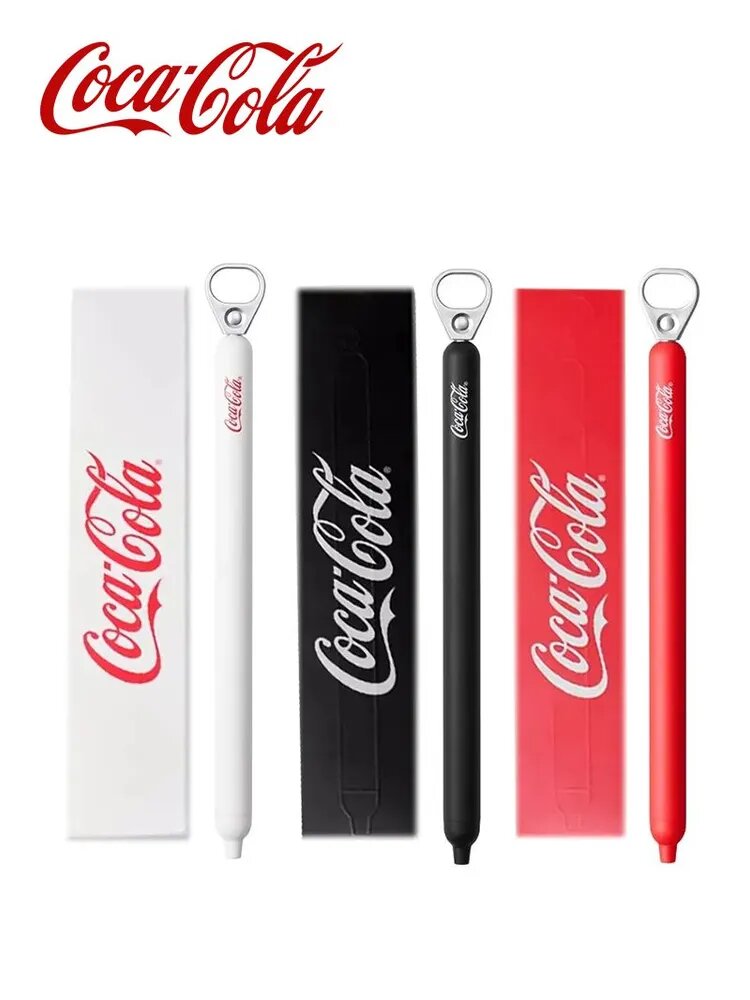 Coca-Cola Ручка Гелевая, Шариковая, цвет: Черный матовый, 3 шт.