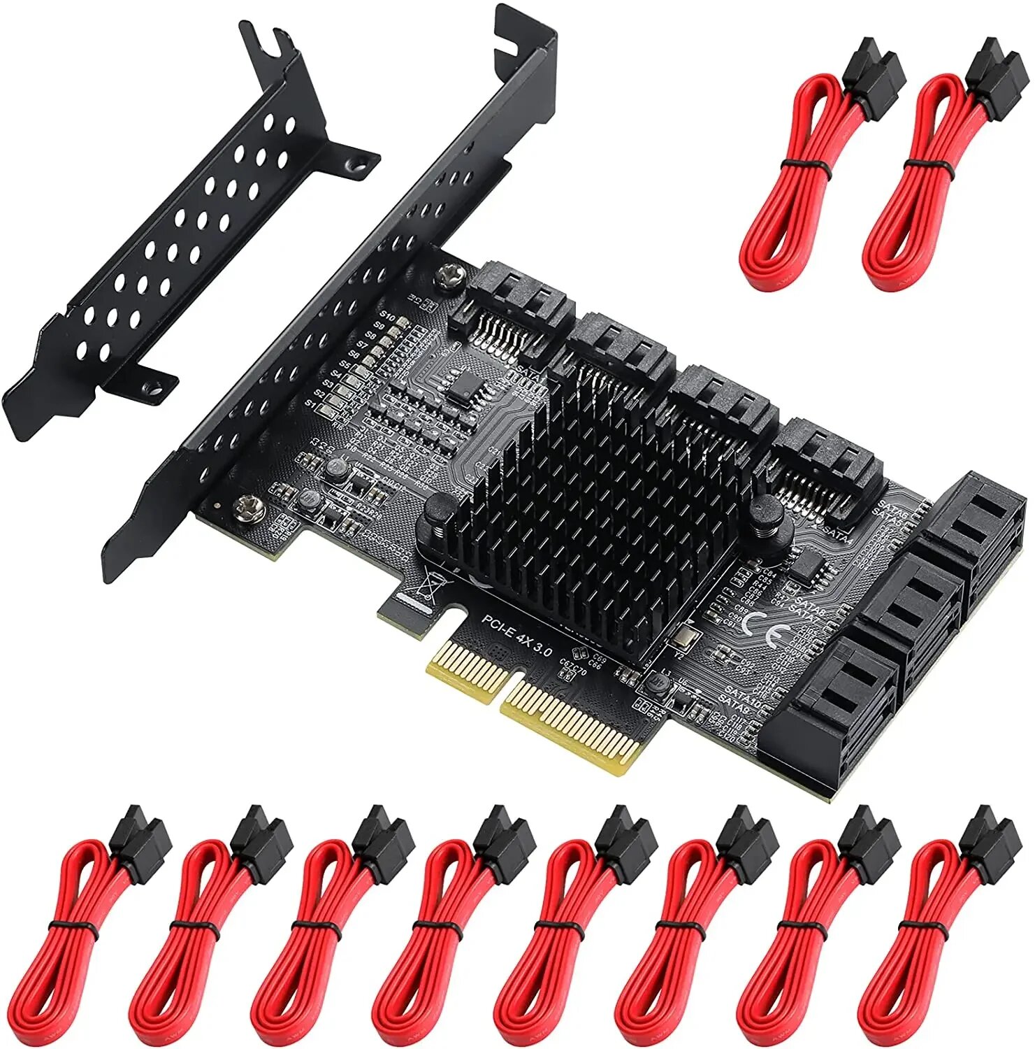 PCIe SATA карта 6/10 портов Ninth World 10port 4X