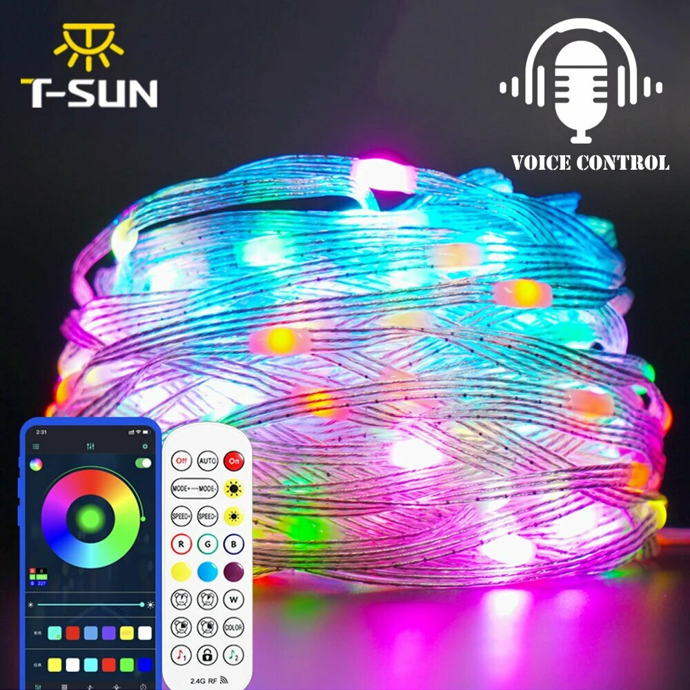 T-SUN светодиодная гирлянда RGB 40M, 400LED, Voice Control