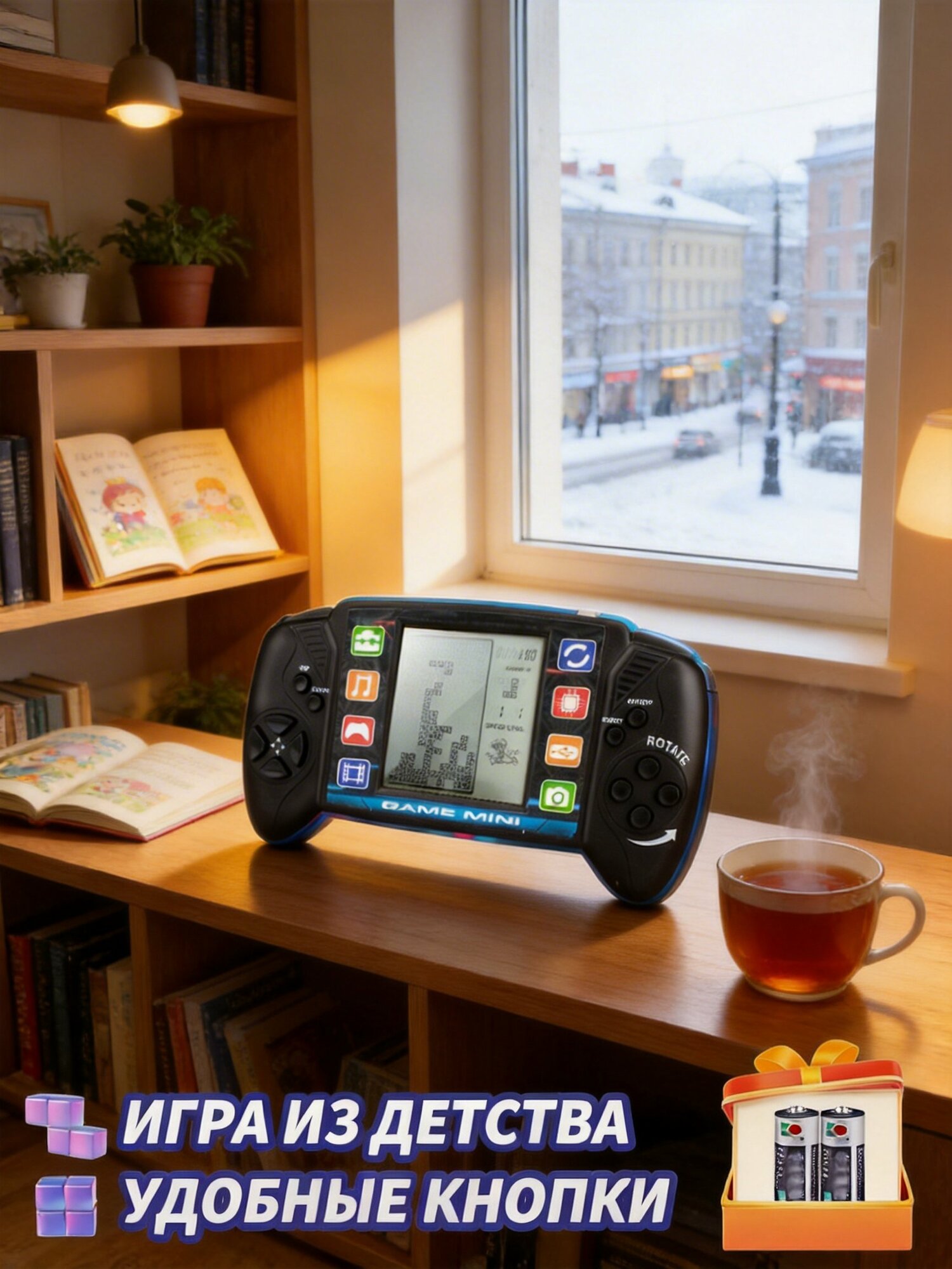 Электронная игра Тетрис с большим экраном и подсветкой, классический геймплей для развития логики и внимания, компактный и легкий дизайн