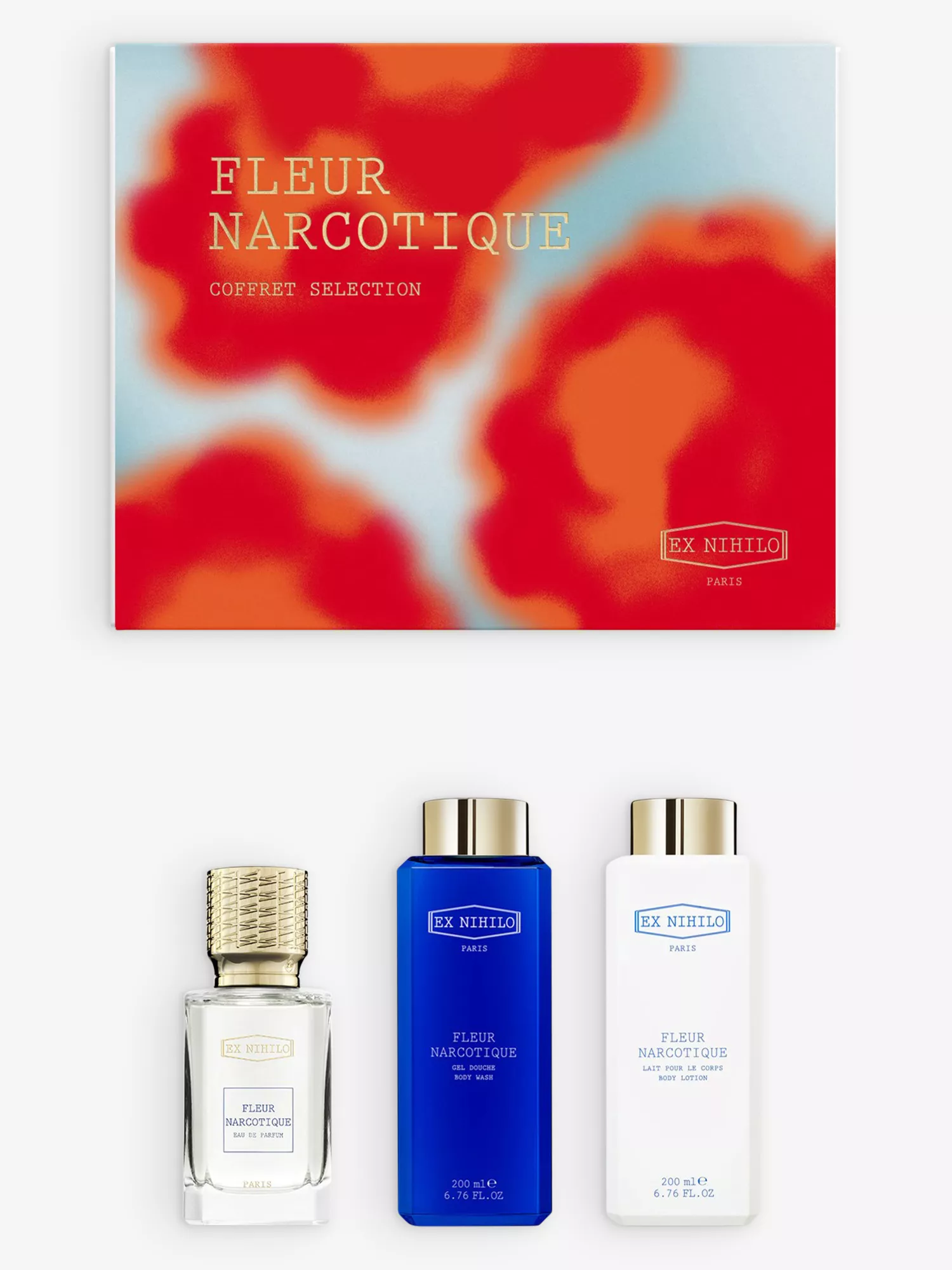 Парфюмерный набор Ex Nihilo Fleur Narcotique, женская, 2014 г, парфюмерная вода 50 мл + гель для душа 200 мл+ бальзам для тела 200 мл