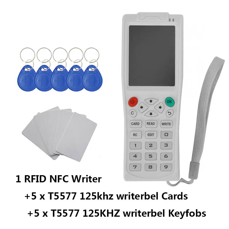 RFID NFC Writer iCopy8, 5 карт T5577, 5 брелоков 125 кГц, style a